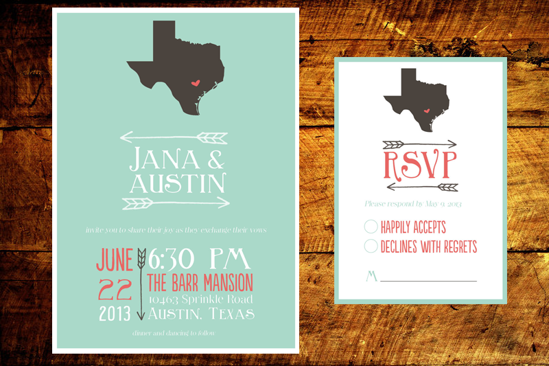 Rustic Mint & Coral Wedding Invitation Suite - b is for bonnie design ...